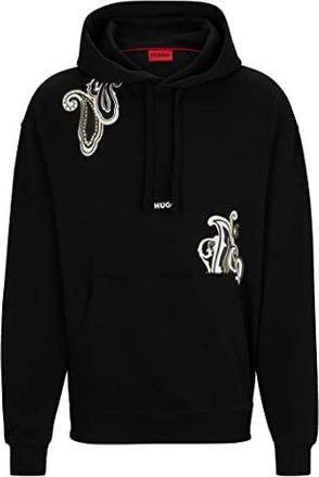 HUGO BOSS Hommes Dolias Sweat à Capuche Relaxed Fit en Coton à Motifs Cachemire