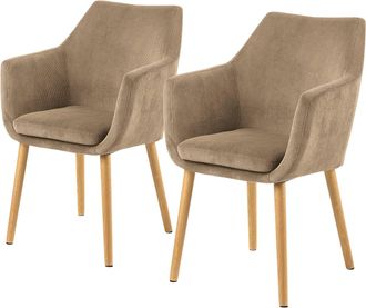 Mørteens home24 Armlehnenstuhl 58 x 84 x 58cm 2er Set Cordstoff Winka: Beige Beige