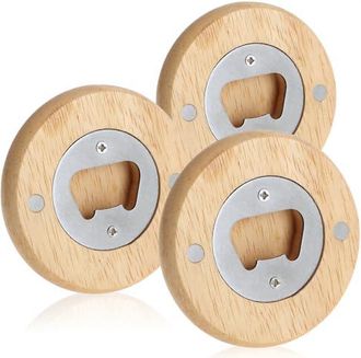 Com-Four D&eacute;capsuleur 3x en acier inoxydable avec un manche en bois naturel pratique - d&eacute;capsuleur au design simple (03 pi&egrave;ces - bois. Acier inoxydable. environ