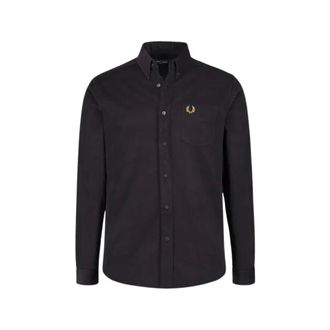 Fred Perry Chemise en velours c&ocirc;tel&eacute; Needle Cord - Homme - Chemises - Noir - Taille: L