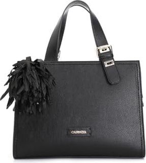 Caf&egrave;noir Sac Fourre-tout Orn&eacute; Dun Grand Charm Et Dune Fleur En Tissu, Pour Femme, Couleur Noir, Taille Taille Unique