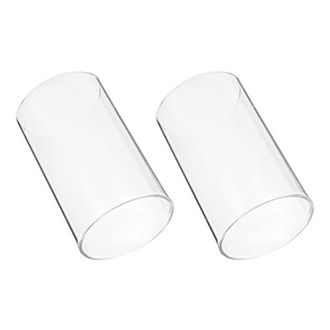 Heallily 2Pcs Bougeoir Bougeoir Bougeoir Clair Cylindre de Verre Ouvert Les Deux Extr&eacute;mit&eacute;s du Tube de Chemin&eacute;e Ouverte Bougie Finale Cylindre sans Fond