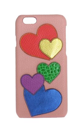 Dolce & Gabbana Chic Leder-Smartphone-H&uuml;lle mit Herzapplikation - Rosa