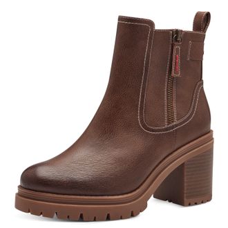 s.Oliver Damen Stiefeletten mit Absatz mit Reißverschluss Vegan, Braun (Cognac), 42 EU