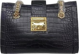 Generic Sac cabas pour femme en cuir de ventre de crocodile, sac &agrave; bandouli&egrave;re &agrave; cha&icirc;ne, sac &agrave; rabat en cuir dalligator v&eacute;ritable, sac bandouli&egrave;re simple