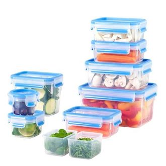 Emsa Clip & Close Frischhaltedosen-Set, 0,15 u. 0,2 u. 2 x 0,55 u. 0,55 (inkl. Eins&auml;tze) u. 1 u. 1,1 u. 2,2 L, 100 Prozent dicht, sp&uuml;lmaschinen-, gefrier-,