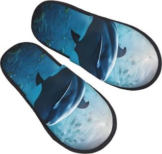 Generic Pantoufles Impression de banc de dauphins de loc&eacute;an Classiques Chaussons pour Homme Unisex Respirant Accueil Slippers Adulte Maison L