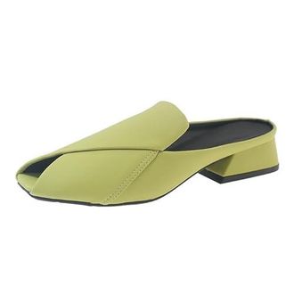 Generic Mules carr&eacute;es &agrave; bout ouvert pour femme - Sandales &agrave; talons bas - Confortables, l&eacute;g&egrave;res et d&eacute;contract&eacute;es, vert clair, 38.5 EU