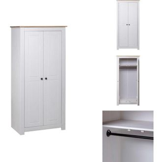 vidaXL Kleiderschrank Wei&szlig; 80&times;50&times;171,5 cm Kiefer Massiv Panama Serie - Kleiderschrank - Wei&szlig;er Kleiderschrank - Kiefernholzschrank - Garderobe - Kommode