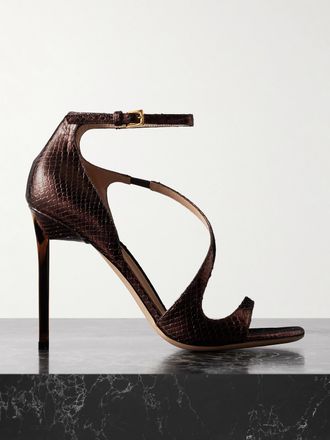 Tom Ford Sandales En Cuir Effet Serpent Newton - Marron