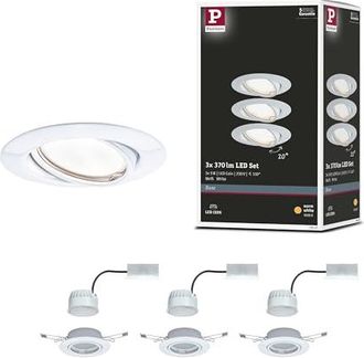 Paulmann 93423 Spot encastr&eacute; LED Base rond incl. 3x5W projecteurs encastr&eacute;s Blanc spot m&eacute;tal lampe encastr&eacute;e 3000 K