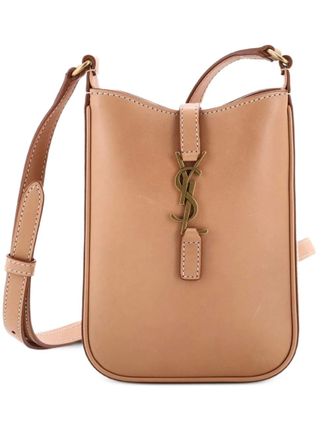 Saint Laurent mini sac &agrave; bandouli&egrave;re Le 5 a 7 Vertical Shoulder Bag en cuir - Marron