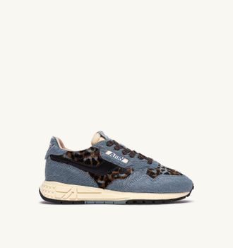 Autry SNEAKERS REELWIND LOW MIT CAVALLINO-EFFEKT IN BLUE GRAY UND LEOPARD GREY