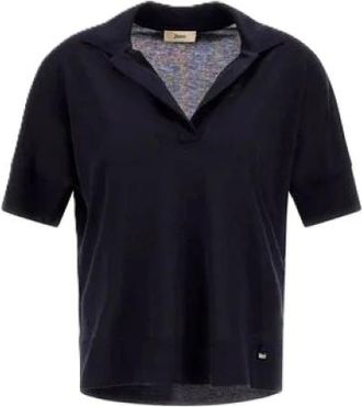Herno Femme, Tops, Bleu, Taille: 40 FR Polo en maille &agrave; effet glamour