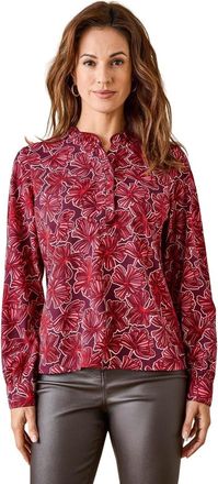 Daxon by - Chemisier en cr&ecirc;pe col volant&eacute;