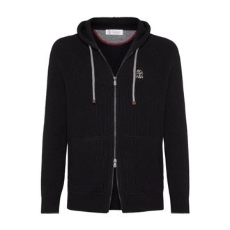 Brunello Cucinelli Ribbed Cashmere Zip-Up Hoodie - - Sweatshirts & Hoodies - Herren - Schwarzk - L