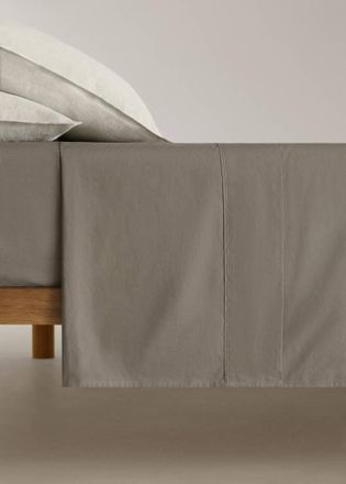 Mango Drap plat percale de coton 300 fils lit 135/140 cm caf&eacute; - Home - Lit 135/140 cm - MANGO HOME