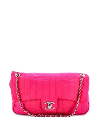 Chanel Soft Shell Flap Bag Vertical Quilted Nylon Jumbo shoulder bag - Rose