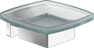 Villeroy & Boch Elements - Striking Seifenschale, Seifenablage f&uuml;r Wandmontage, Seifenhalter aus satiniertem Glas mit Halterung aus Messing, eckig, Chrom