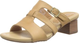 Clarks Damen Desirae Palm Sandale mit Absatz, Light Tan Lea, 39.5 EU