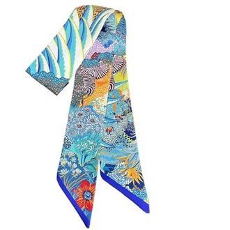 Generico Ruban de jardin secret pour chevaux, ceinture de cheveux longs et &eacute;charpe en soie pour l&eacute;t&eacute;, bleu, taille unique