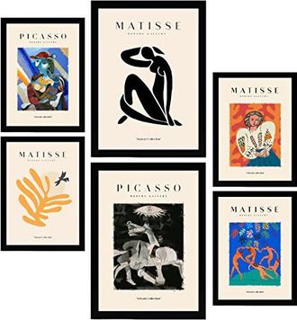 Nacnic Lot de 6 affiches Picasso et Matisse. Peintures abstraites. Estampes de fauvisme et de surr&eacute;alisme pour lam&eacute;nagement int&eacute;rieur et la d&eacute;coration. A3 et