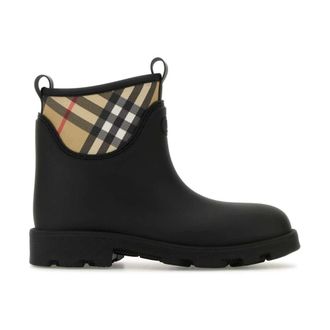 Burberry Homme, Chaussures, Noir, Taille: 42 EU Icon Stripe Detail Leather Bottes