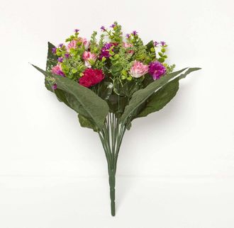 Homescapes Rosa Kunstblumenstrauß wie echt - Künstliche Chrysanthemen mit rosa Blüten, Deko-Blätter grün, 40cm groß