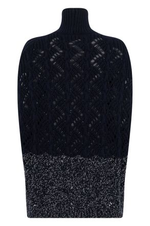 Fabiana Filippi Womens High-Neck Sweater Midnight Blue Virgin Wool