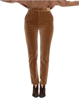 Max Mara Femme, Pantalons, Brun, Taille: 40 FR Pantalon cigarette slim en velours