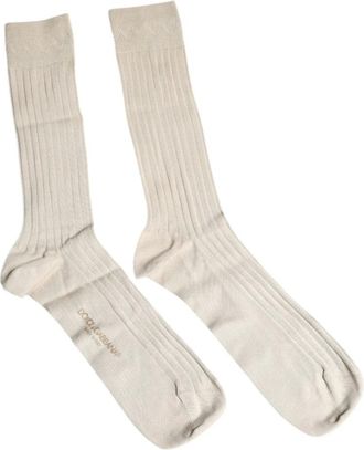 Dolce & Gabbana unisex, Sous-v&ecirc;tements, Beige, Taille: L Chaussettes Mi-Mollet