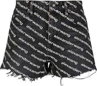 Alexander Wang Femme, Shorts, Noir, Taille: W28 Short en Denim avec Logo