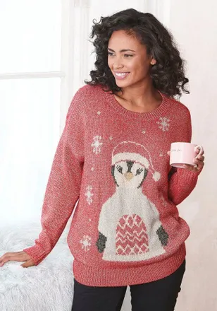 Lascana Sweater Weihnachtspullover mit eingestricktem Motiv, Loungewear