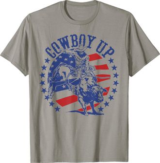 Trendy Apparel Cowboy Up United States of America Flag T-Shirt