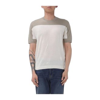 A|X Armani Exchange T-shirt bicolore &agrave; col rond en lin et coton - Homme - Tops - Gris - Taille: XL