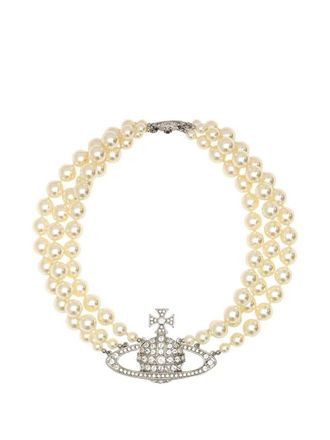 Vivienne Westwood Necklace Three Row Pearl Bas Relief
