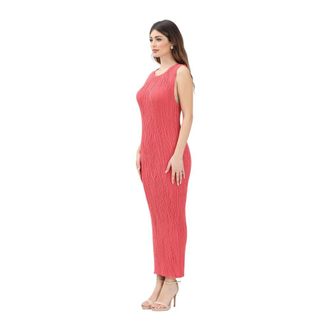 Akep Femme, Robes, Rouge, Taille: 38 FR Robe longue corail avec encolure am&eacute;ricaine