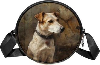 Generic Sac &agrave; bandouli&egrave;re rond pour femme, petit sac &agrave; bandouli&egrave;re vintage avec fermeture &eacute;clair, bretelles r&eacute;glables, sac &agrave; main rond d&eacute;contract&eacute; pour femmes