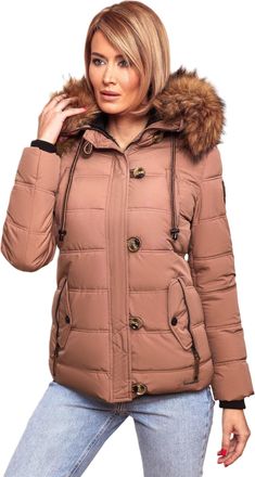 Navahoo warme Damen Winter Stepp Jacke Teddyfell Winterjacke Parka Mantel B831 [B831-Zoj-Terracotta-Gr.M]