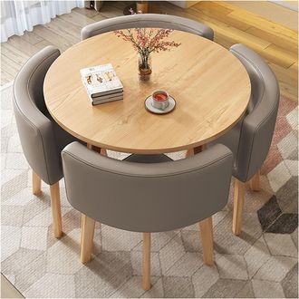 Generic Esstisch mit 4 St&uuml;hlen, modernes rundes Tisch-St&uuml;hle-Set, Balkon-Wohnzimmer-Esstisch, wasserdicht und Anti-Macchia, for kleine R&auml;ume(3 (Reino Unido))