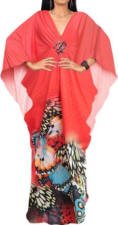 Bsubseach Plus Gr&ouml;&szlig;e Kaftan Kleider f&uuml;r Frauen Badeanzug Cover Up Batwing &Auml;rmel Sommer Maxi Kaftan Kleid Schmetterlingsdruck