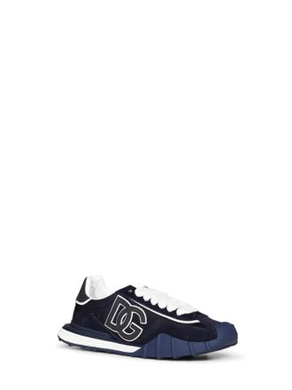 Dolce & Gabbana Mens Trainers Athletic Blue Nylon-Suede Calf Leather Sneaker