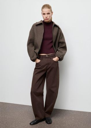 Mango Gerippter Pullover mit Muschelsaum weinrot - Damen - XS - MANGO