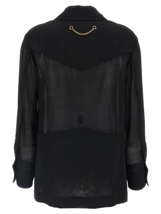 Ferragamo Womens Black Virgin Wool Blouse