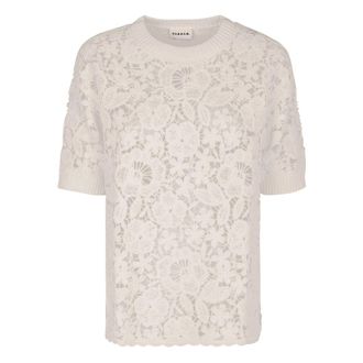 P.A.R.O.S.H. Spitzenbluse aus Baumwolle mit gerippten Kanten - - Blouses & Shirts - Damen - Wei&szlig; - S