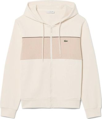 Lacoste Homme, Sweatshirts et sweats &agrave; capuche, Beige, Taille: S Colorblock Zipped Sweat &agrave; capuche