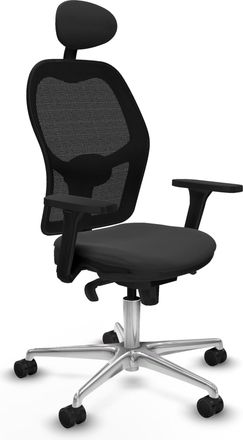 Piqueras y Crespo B&uuml;rostuhl ohne Rollen, mit 3D-Armlehnen, h&ouml;henverstellbare Lendenwirbelst&uuml;tze und festes Kopfteil, ausgestattet mit 5 Positionen, Schwarz/Dunkelgrau