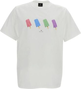 Paul Smith Homme, Tops, Blanc, Taille: XL T-shirt &agrave; col rond
