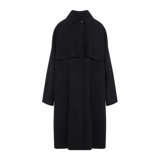 Jil Sander Oversize Woll Cape Trenchcoat - - Coats - Damen - Schwarzk - XS