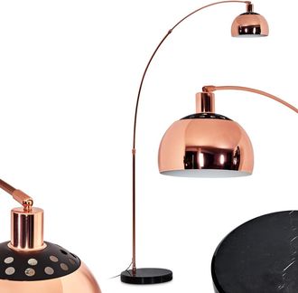 HOFSTEIN Stehleuchte Baloca, Stehlampe aus Metall mit Marmorfu&szlig; in Schwarz/Kupferfarben/Wei&szlig;, verstellbare Leuchte im Retro/Vintage-Design, Fu&szlig;schalter, Lichte